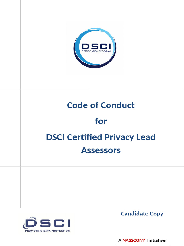 Code of Conduct For DSCI Certified Privacy Lead Assessors - v1.0 - Sign ...