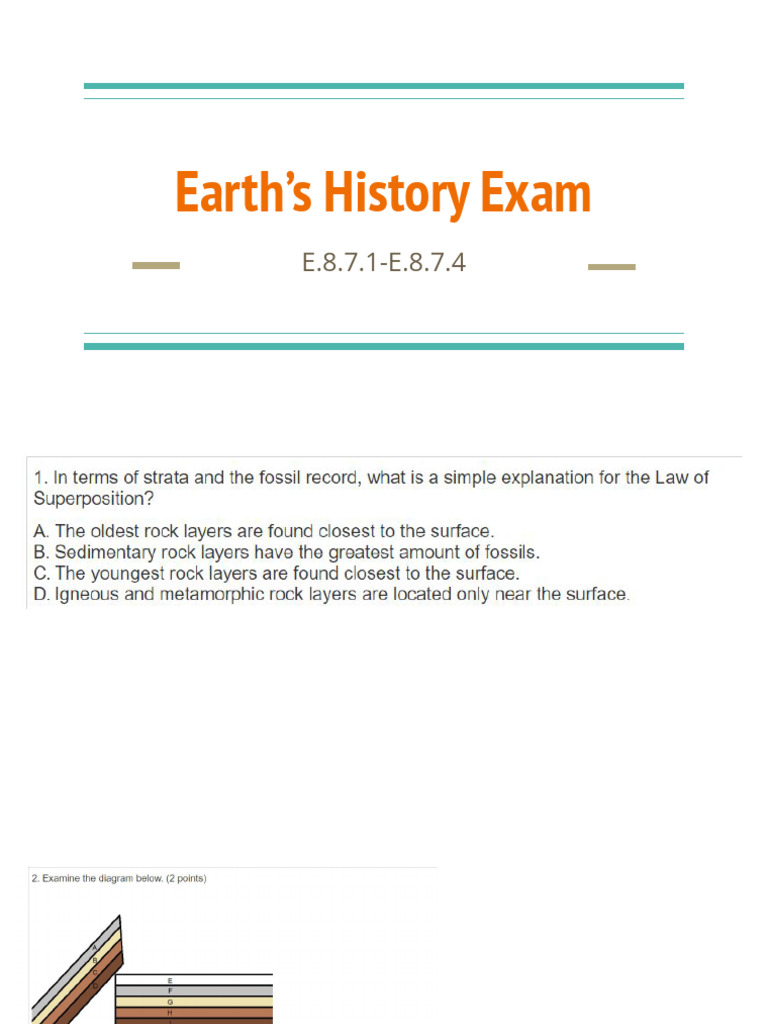 Earth’s History Exam Guide E.8.7.1-E.8.7.4 | PDF