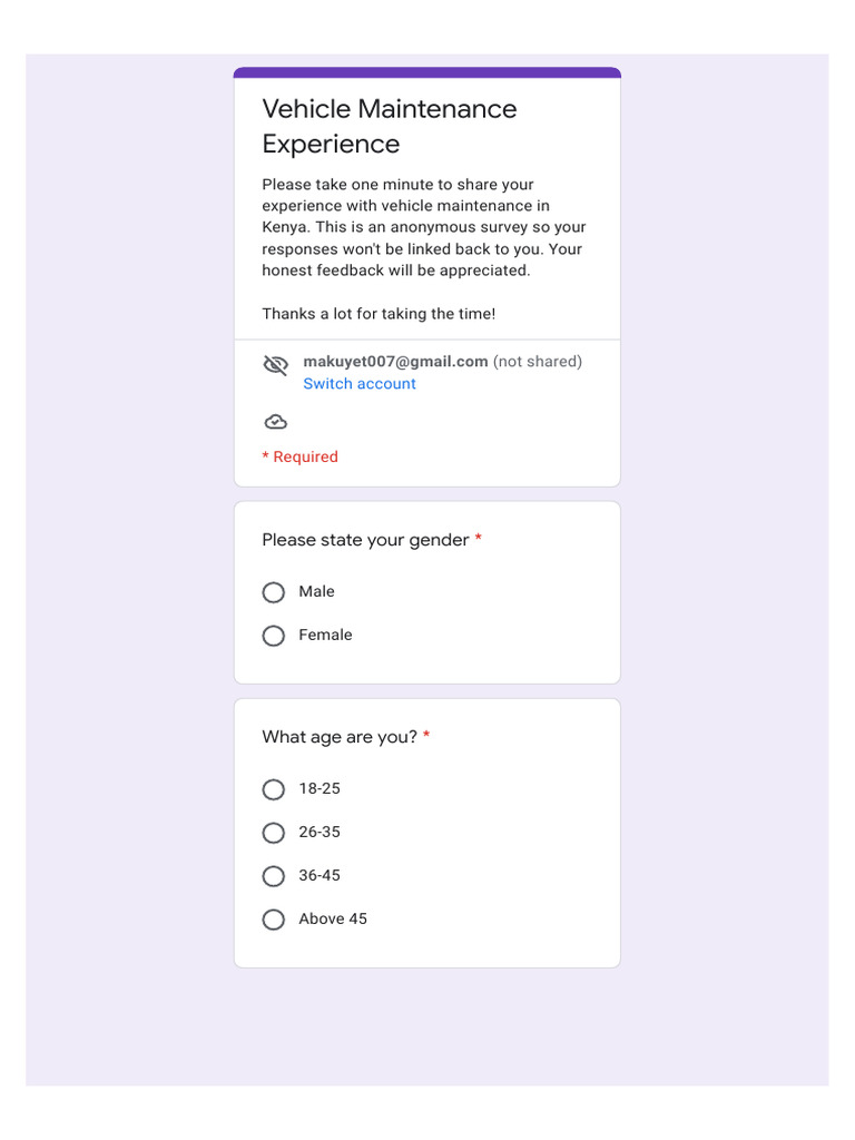 Car Maintenance Experience Survey Kenya | PDF