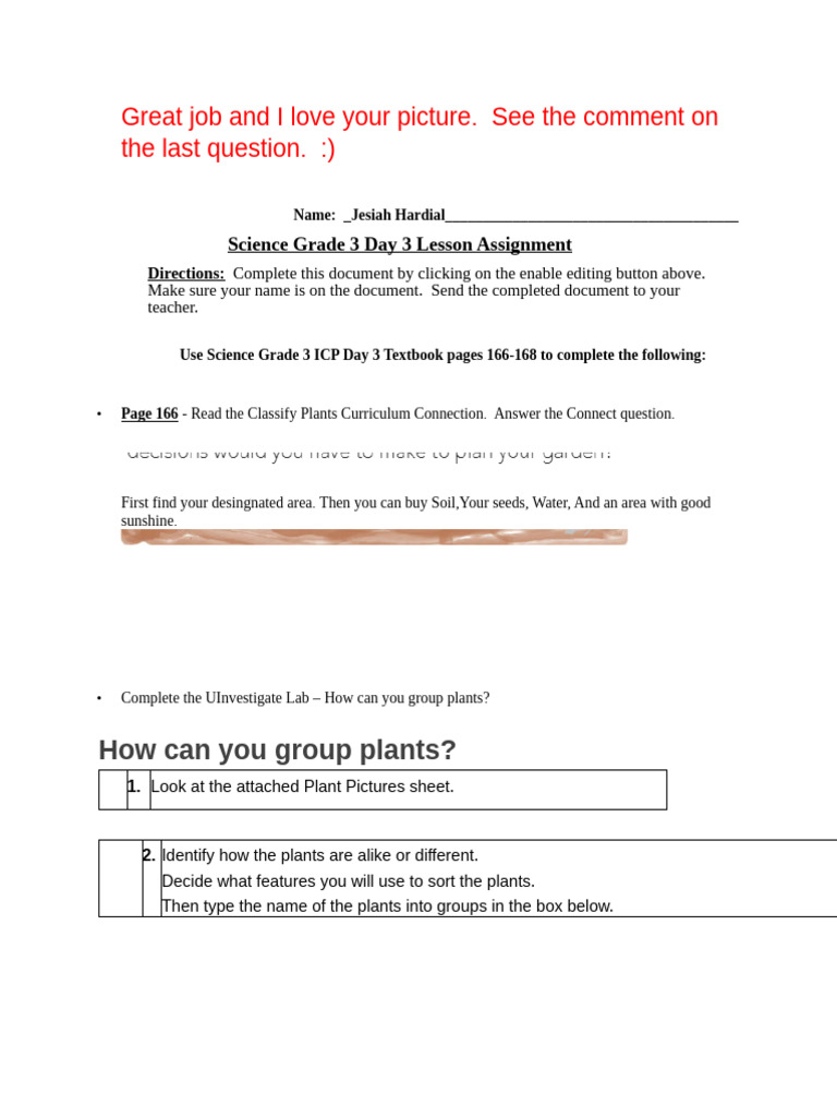 Grade 3 ICP Day 3 Lesson Assignment-1 | PDF