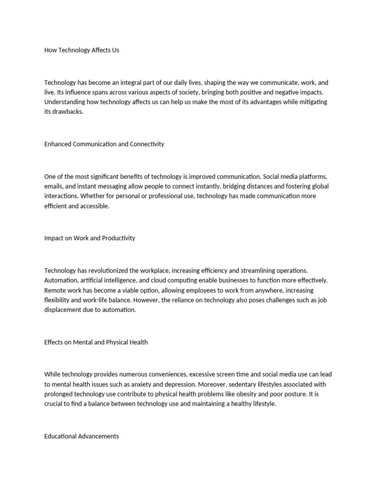 Impact of Technology on Daily Life | PDF