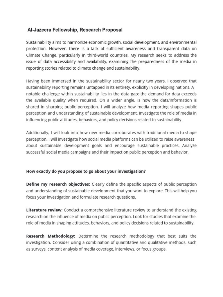 Al-Jazeera Fellowship, Research Proposal | PDF | Attitude (Psychology ...