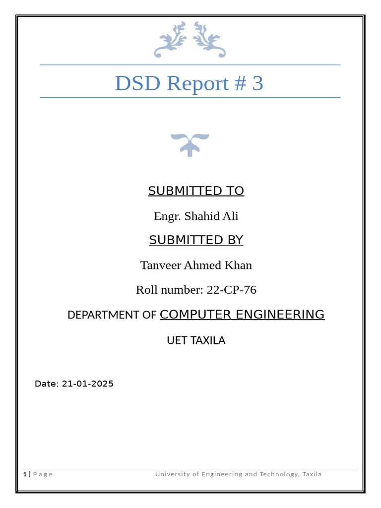 DSD Report #3 - Computer Engineering Lab | PDF