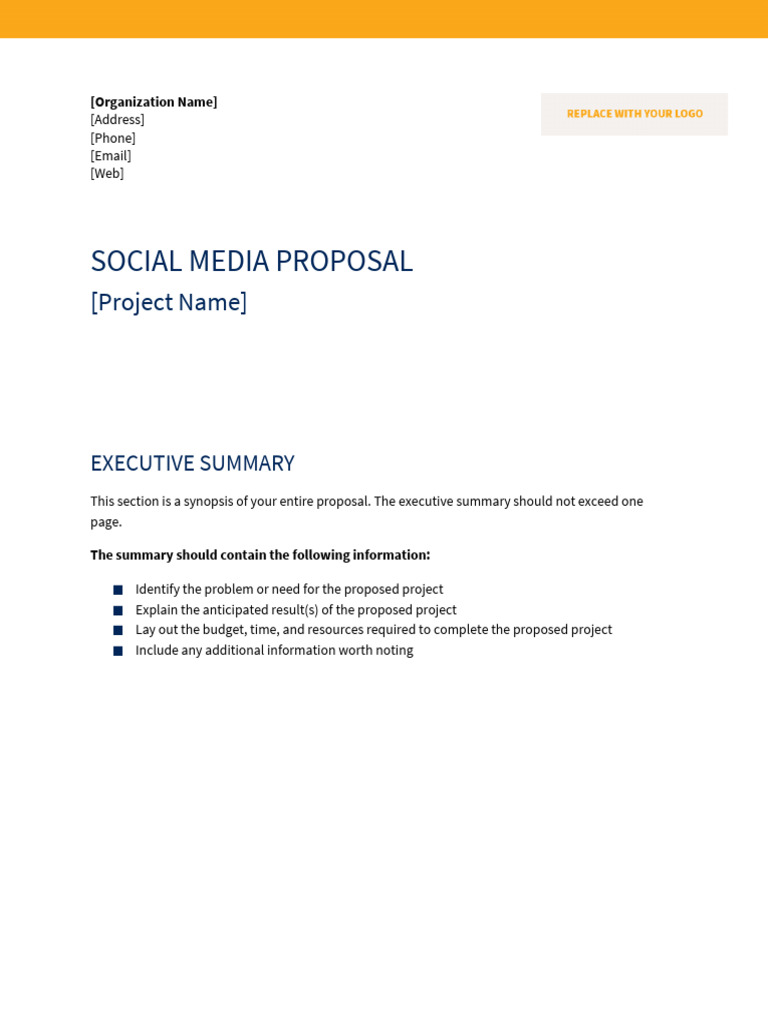 Social Media Proposal Template [to Use the Template, Click the _File_ ...