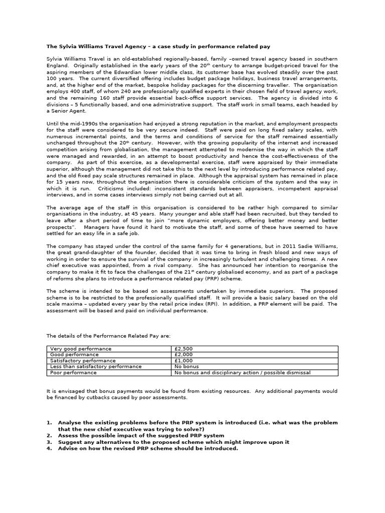 Week 5 Tutorial - Case Study The Sylvia Williams Travel Agency | PDF | Salary | Economies