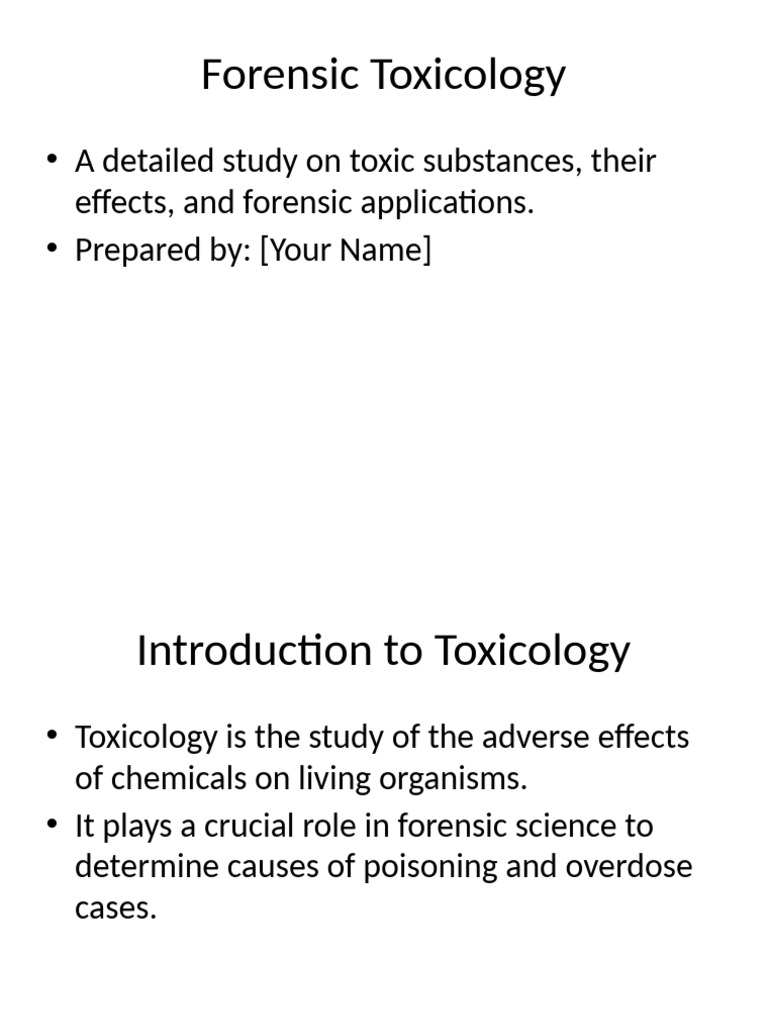 Forensic Toxicology Detailed Presentation | PDF | Poison | Toxicology