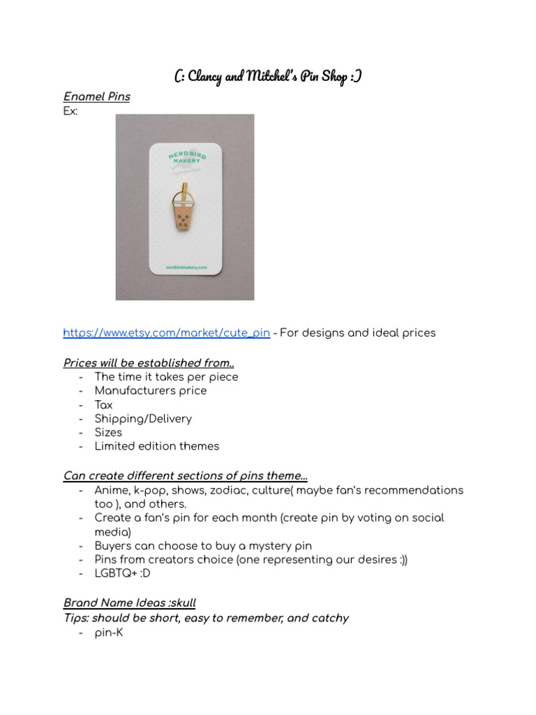 Clancy And Mitchel S Enamel Pin Shop Pdf