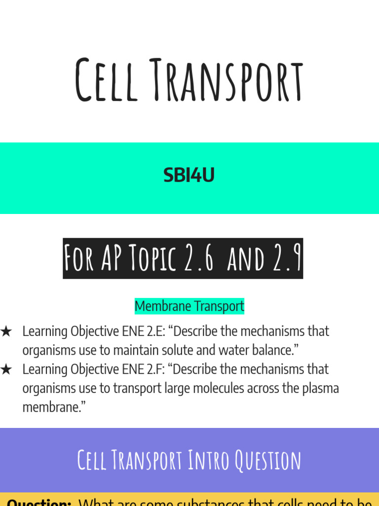 SBI 4U - Cell Transport and Osmosis_Tonicity (1) | PDF | Cell Membrane ...