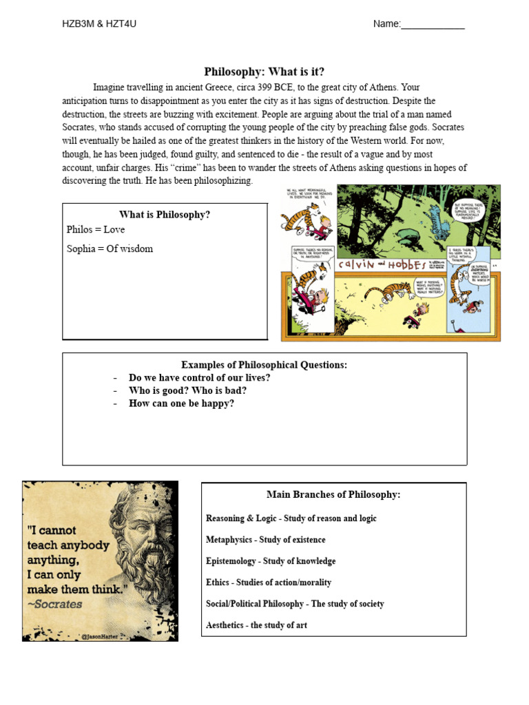 6a. What Is Philosophy Handout Student Notes Handout | PDF | Reason ...