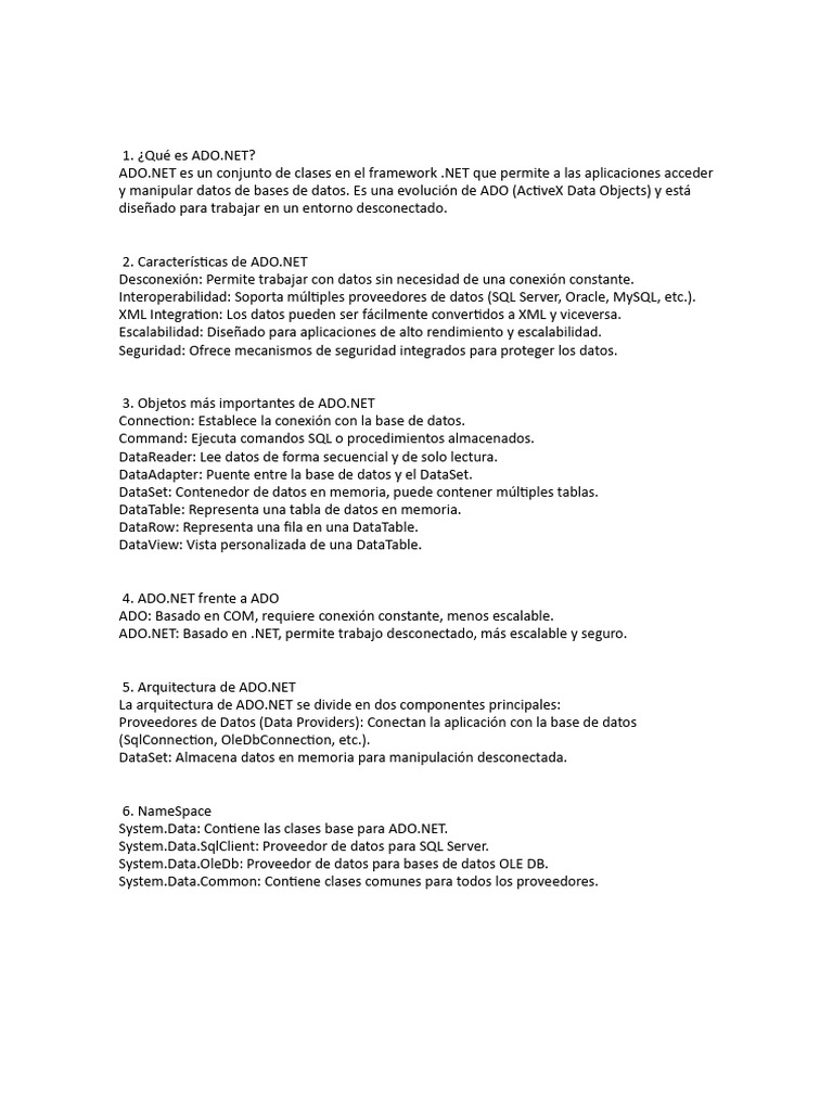 Tarea 2.3 Completar El Sigte Cuestionaio de | PDF | Active X Data Objects | C Sharp (lenguaje de ...