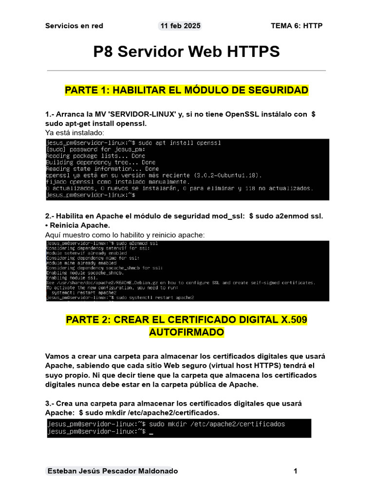 P8 Servidor HTTPS de JesusPescador-1 | PDF | Servidor HTTP Apache | Red mundial