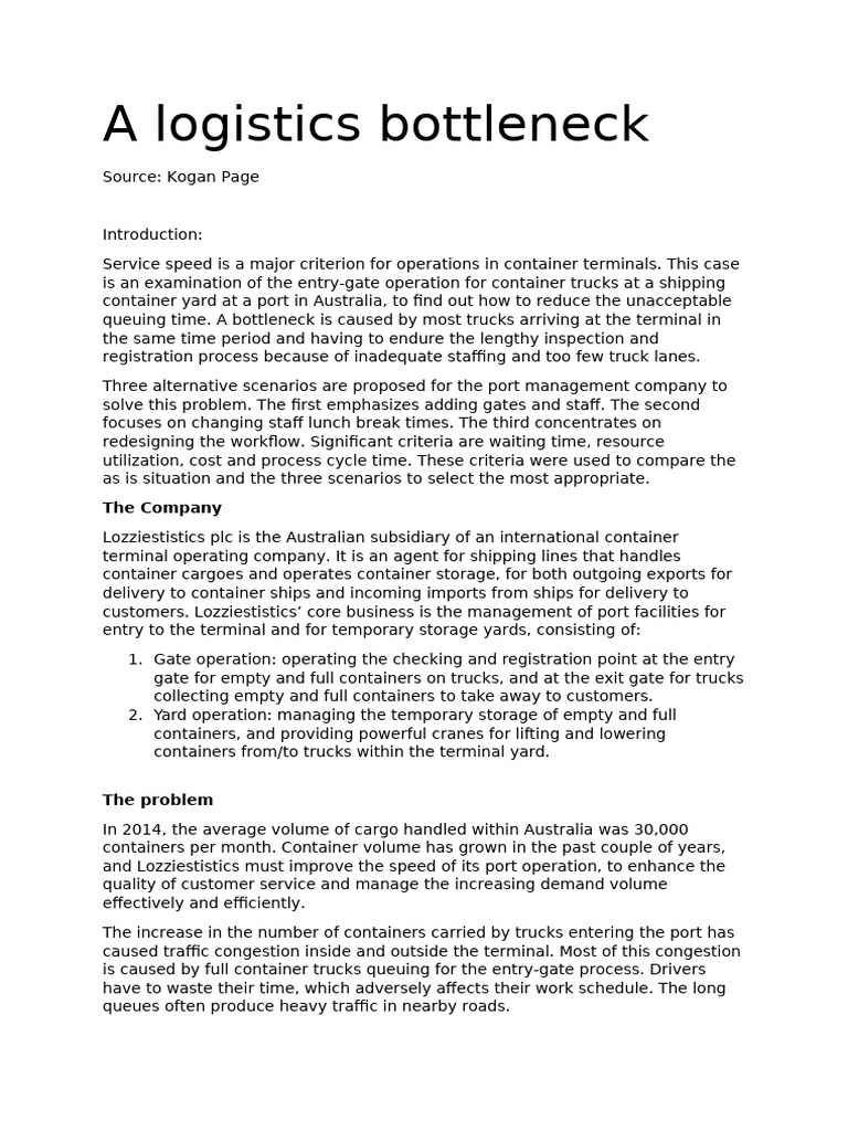 A Logistics Bottleneck Case Study | PDF | Crane (Machine) | Port