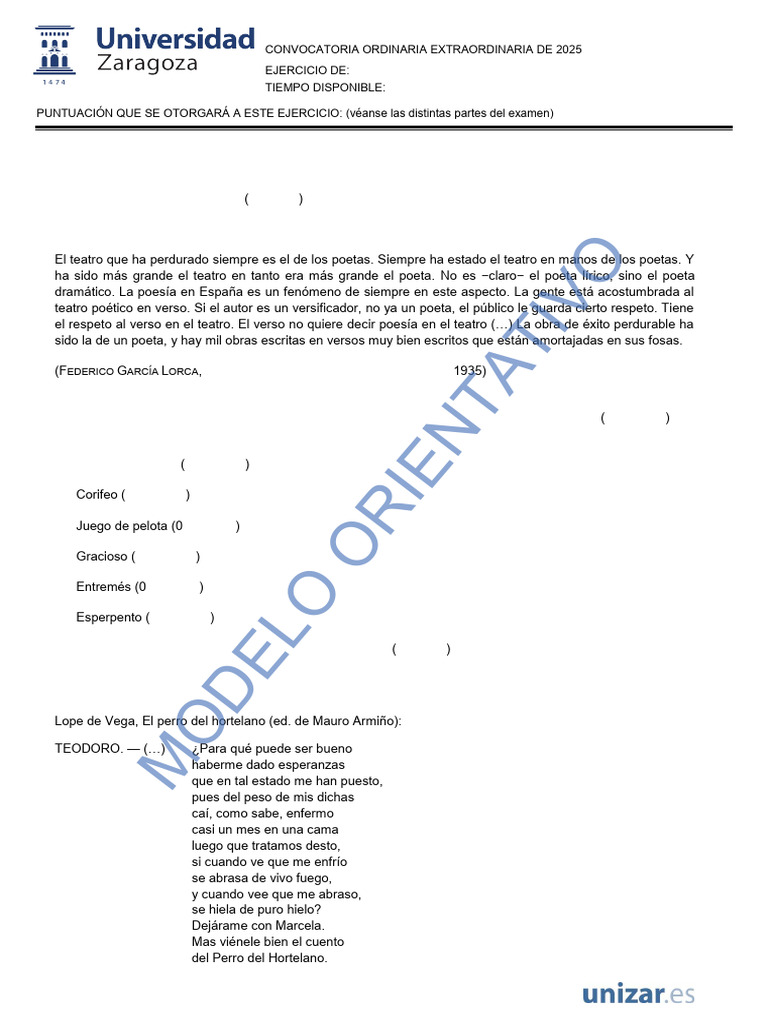 Examen de Literatura Dramática 2025 | PDF | Teatro