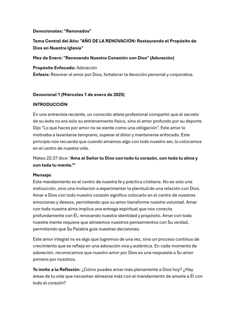 DEVOCIONALES MES DE ENERO DE 2025 | PDF | Amor | Cristo (título)