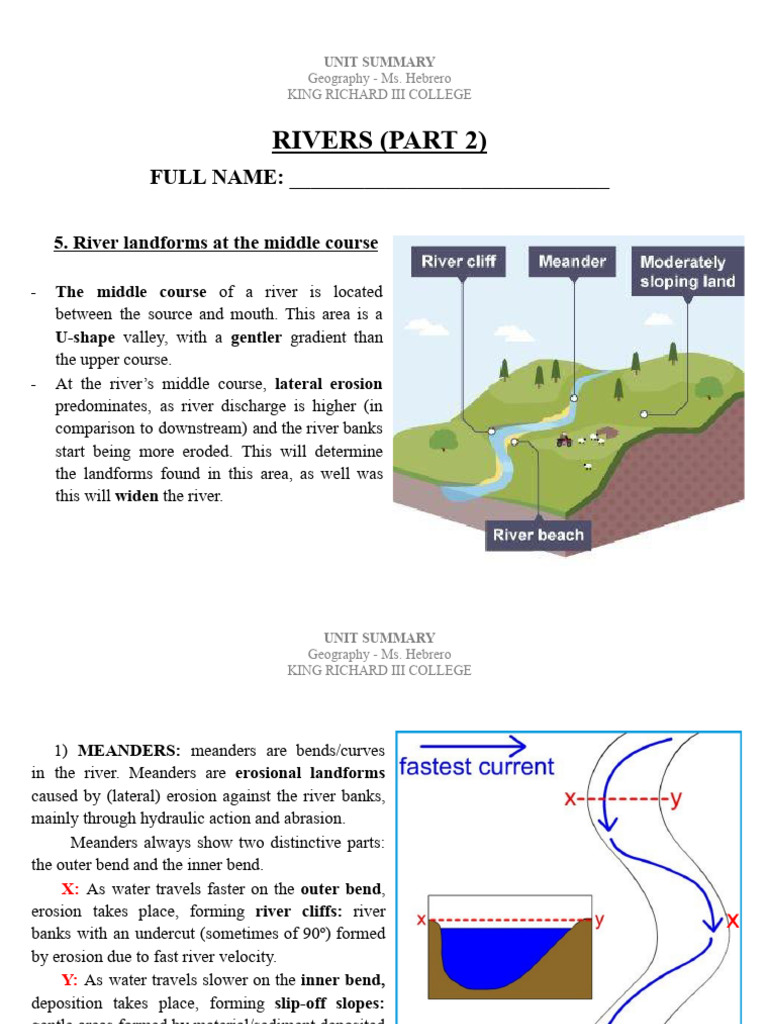 Middle Course River Landforms | PDF | Geology | Hydrography