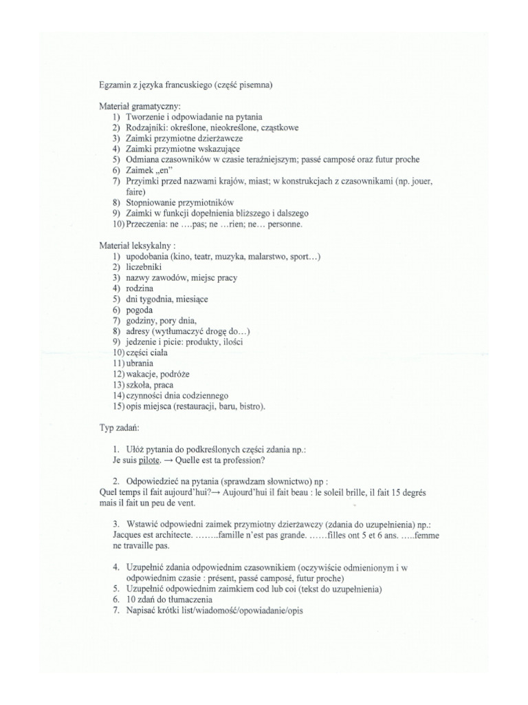 French Exam Pdf