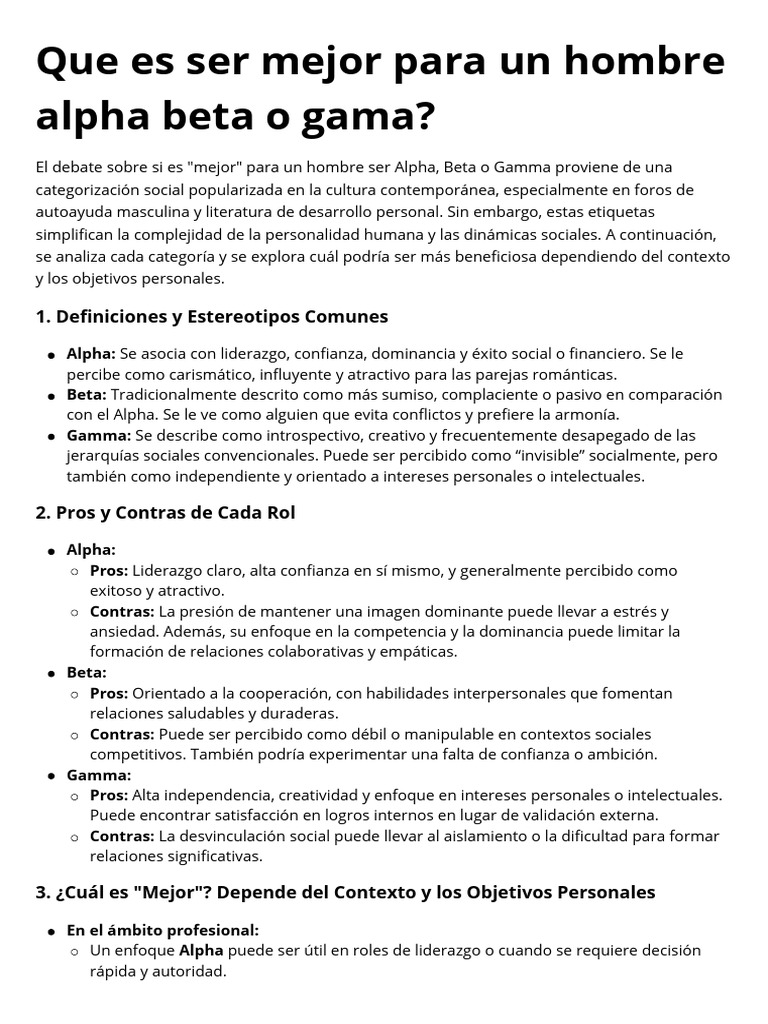 Alpha, Beta o Gamma: ¿Cuál Eres? | PDF | Liderazgo | Desarrollo personal