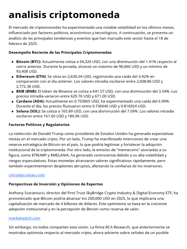 Analisis Criptomoneda | PDF | Dólar de los Estados Unidos | Criptomoneda