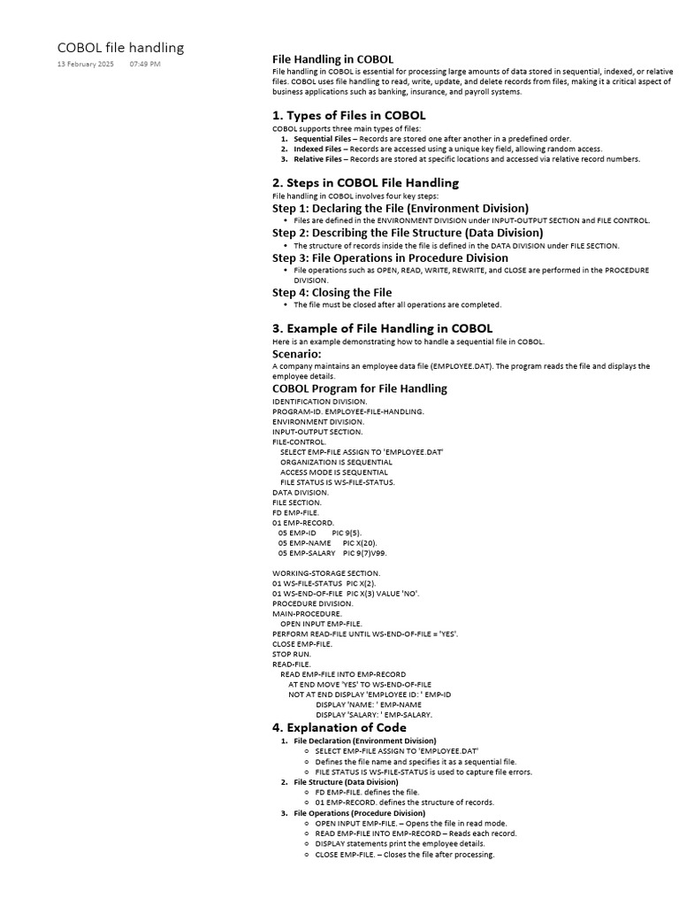 COBOL Imp | PDF | Computer File | Filename COBOL Imp | PDF | Computer File | Filename