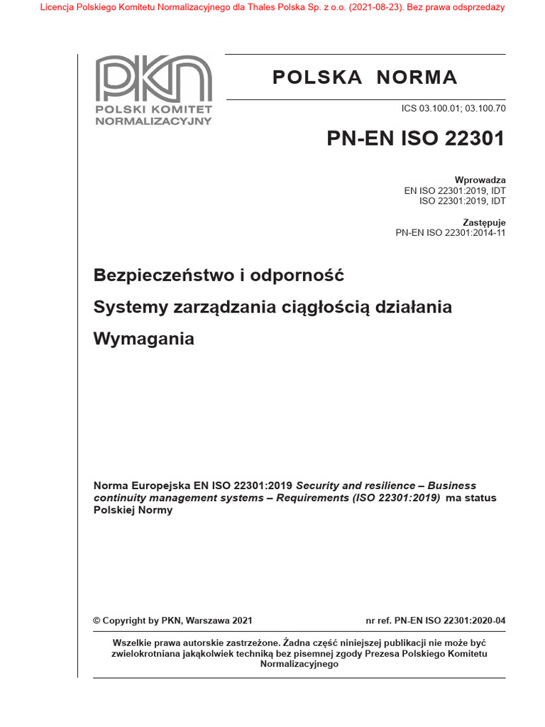 Norma ISO 22301 | PDF