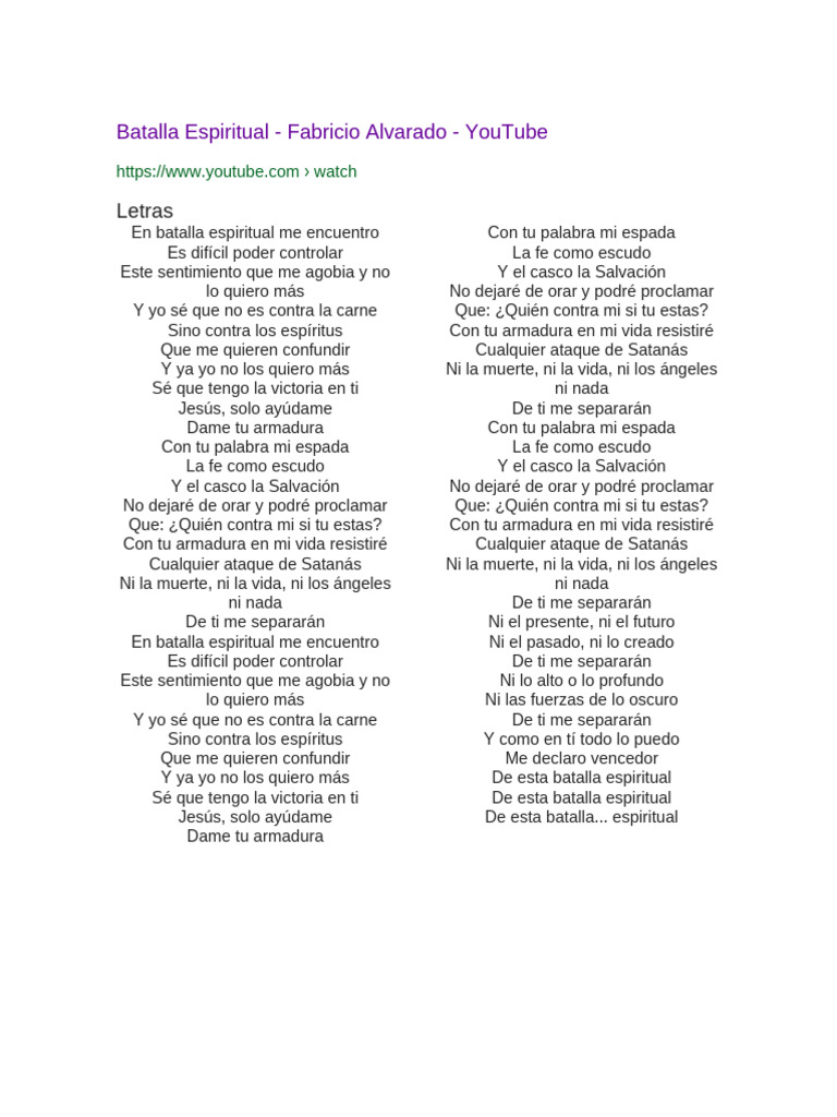 Batalla Espiritual (Letra) | PDF
