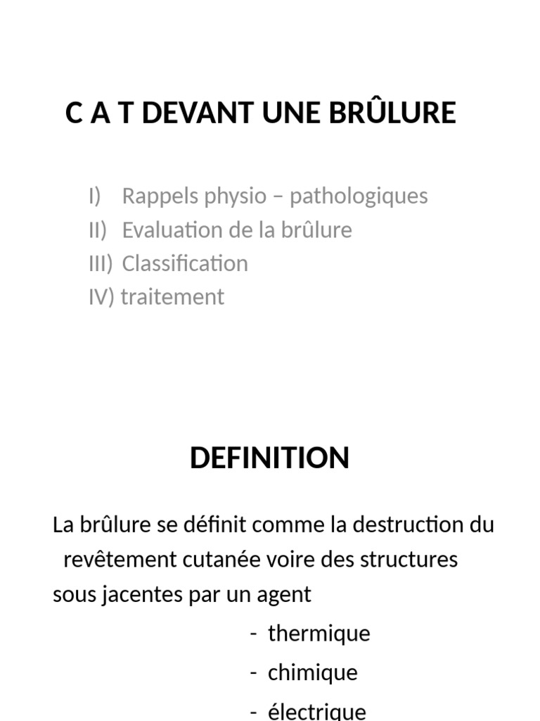 II) Evaluation de La Brulure. Cours Dr Ane 2 | PDF | Brûlure | Inflammation