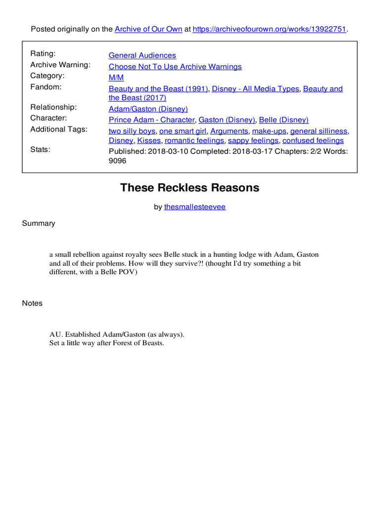 These Reckless Reasons | PDF
