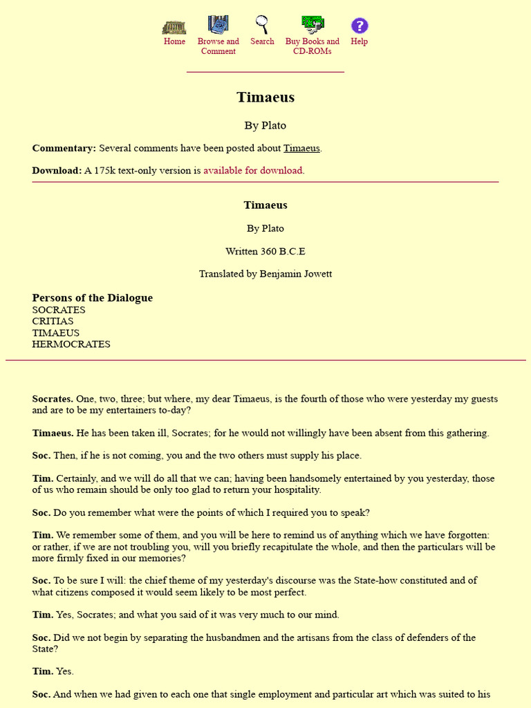 The Internet Classics Archive _ Timaeus by Plato | PDF