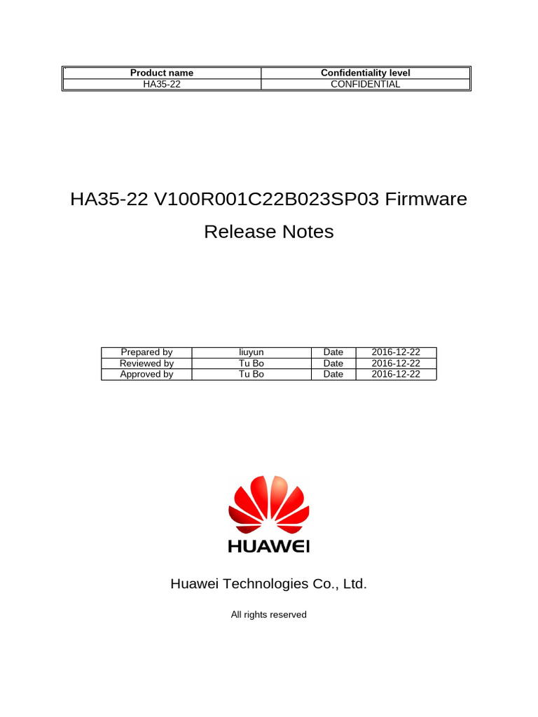 HA35-22 V100R001C22B023SP03 Firmware - Release - Notes | PDF ...