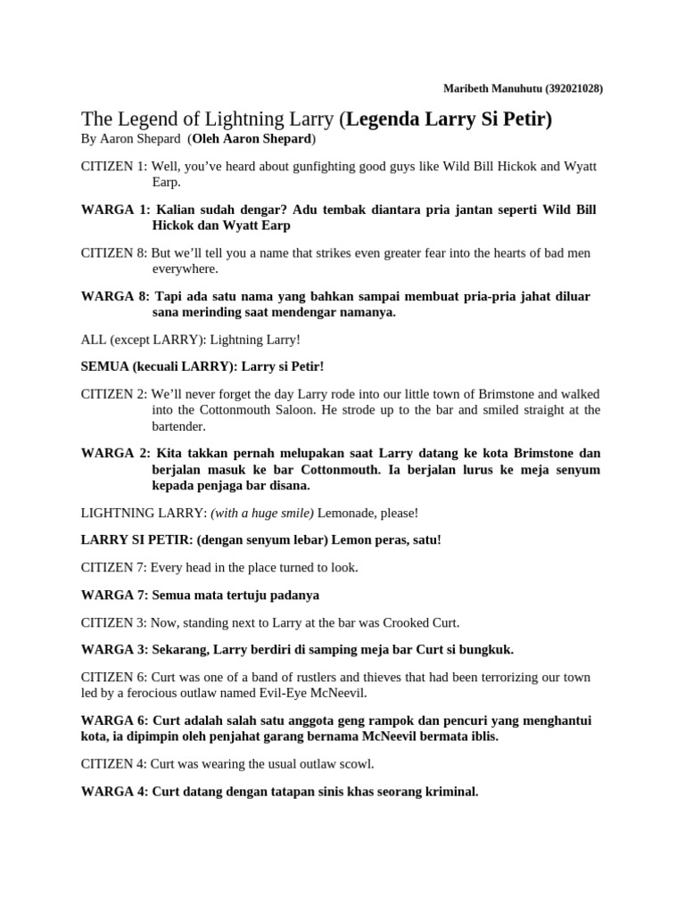 The Legend of Lightning Larry | PDF