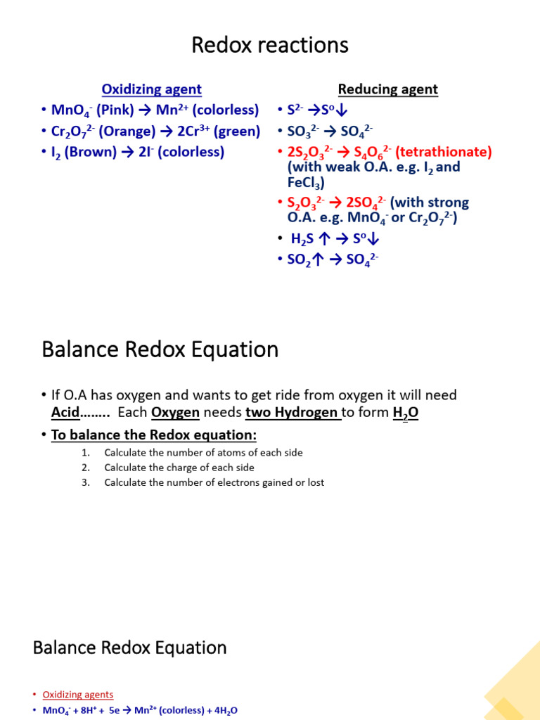 Balance Redox Equation | PDF