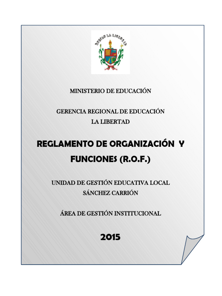Reglamento de Organización Y Funciones (R.O.F.) | PDF | Institución | Presupuesto