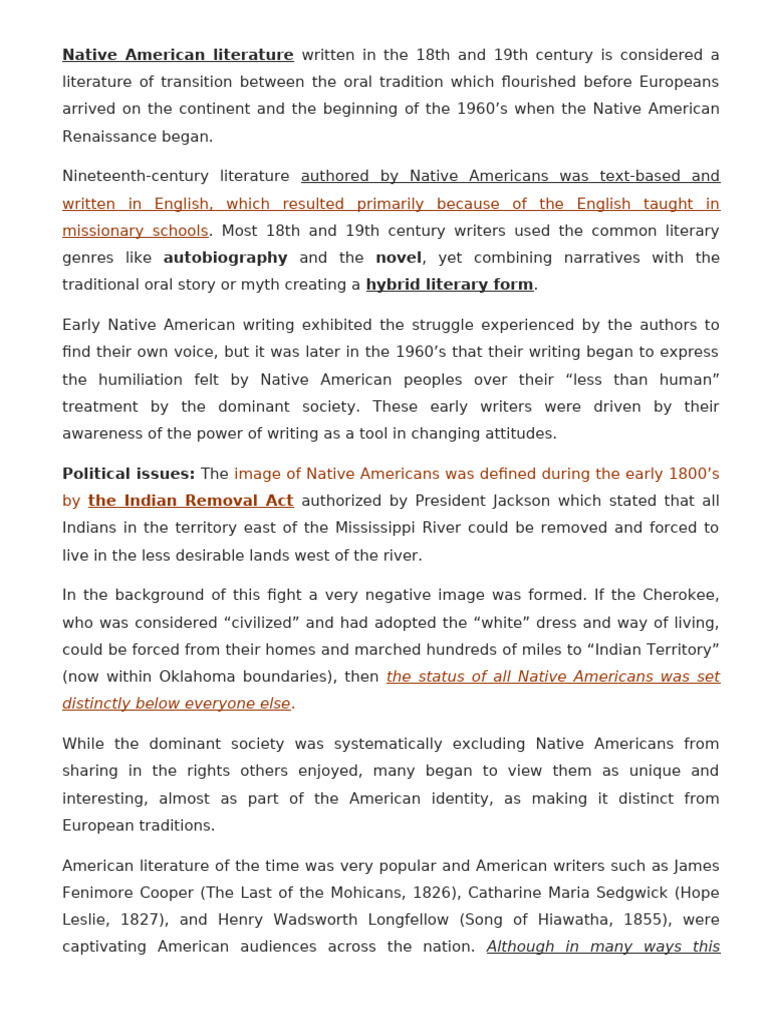 Native American Literature | PDF | Native Americans In The United ...