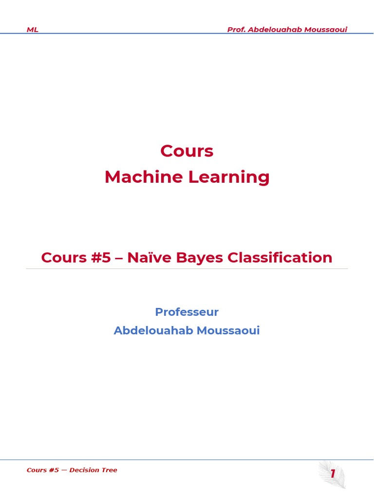 Cours #5 - Naive Bayes Classification | PDF | Statistical Theory | Applied Mathematics