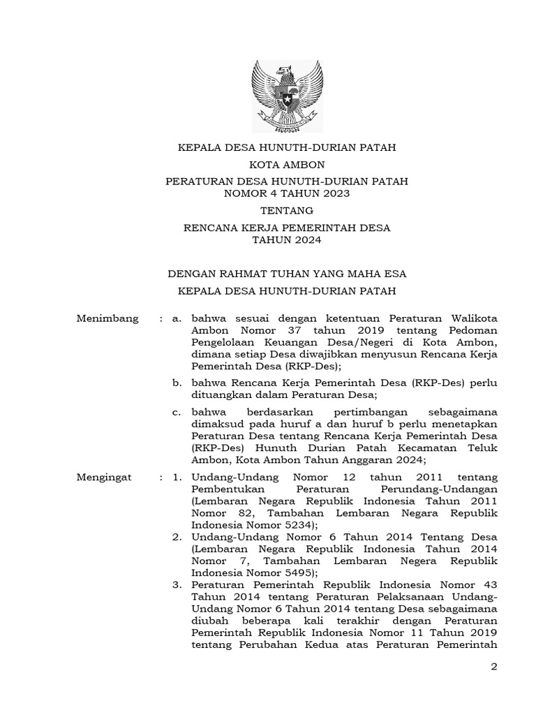 Contoh Dok - RKPDES 2024 | PDF