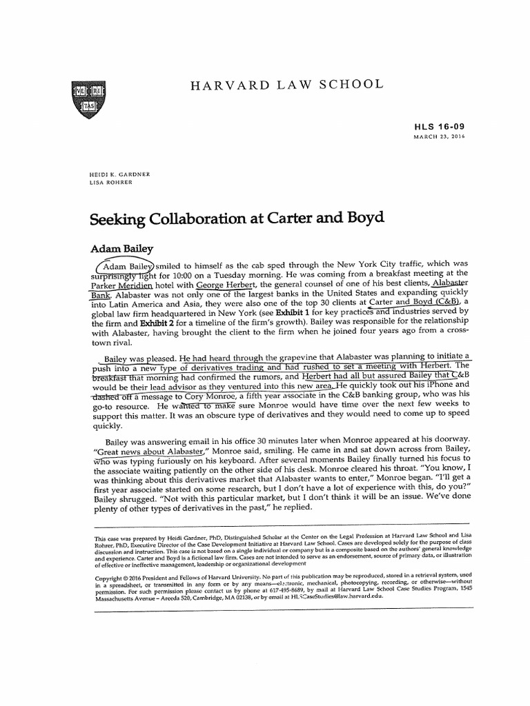 Case - Seeking Collaboration at Carter and Boyd | PDF
