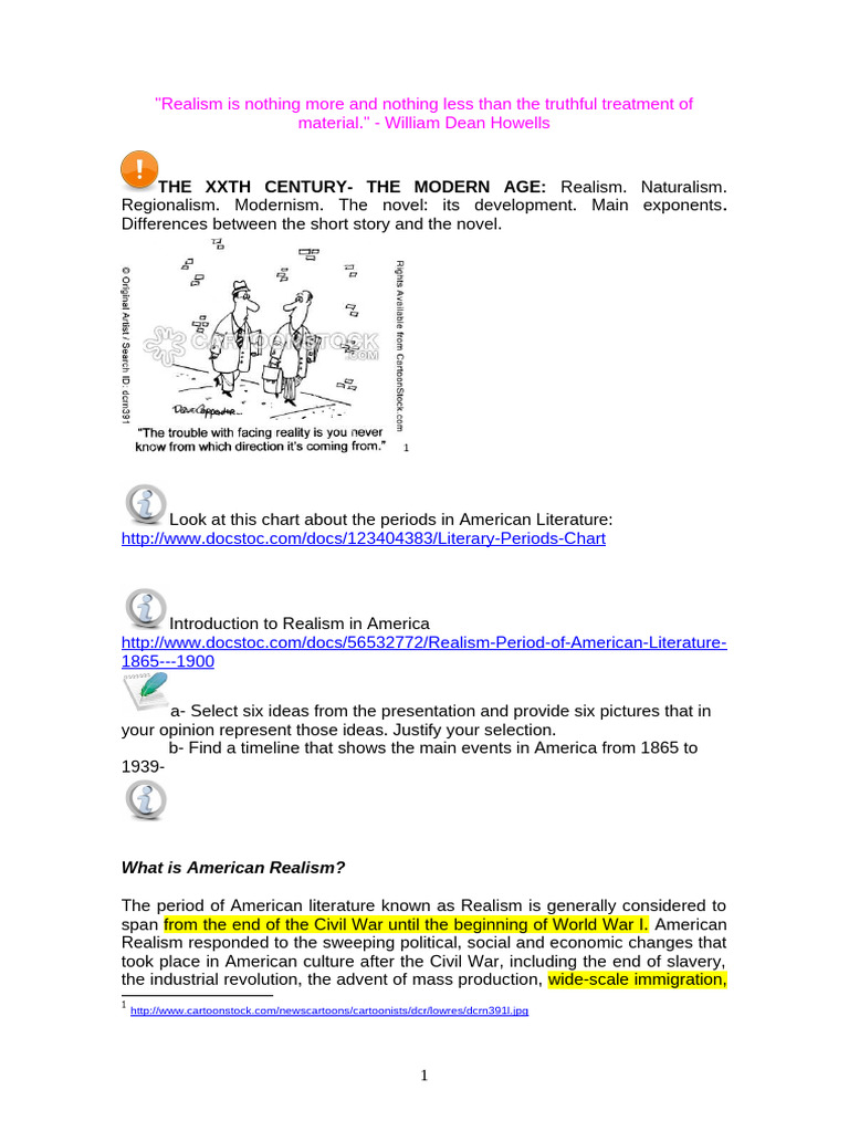 American Realism: Key Concepts & Characteristics | PDF | Modernism ...