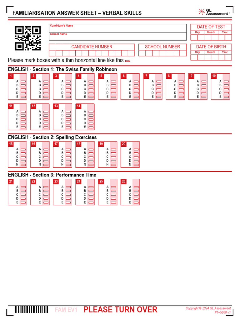 Verbal Skills_Answer Sheet | PDF