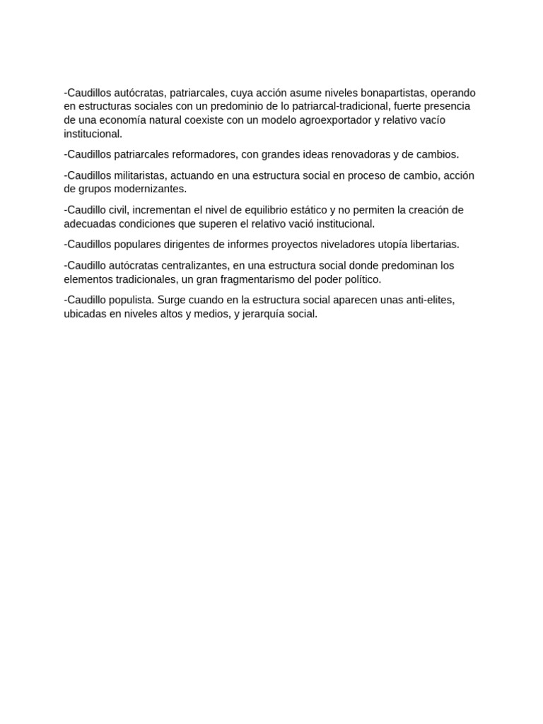 Tipos de Caudillos en la Historia | PDF