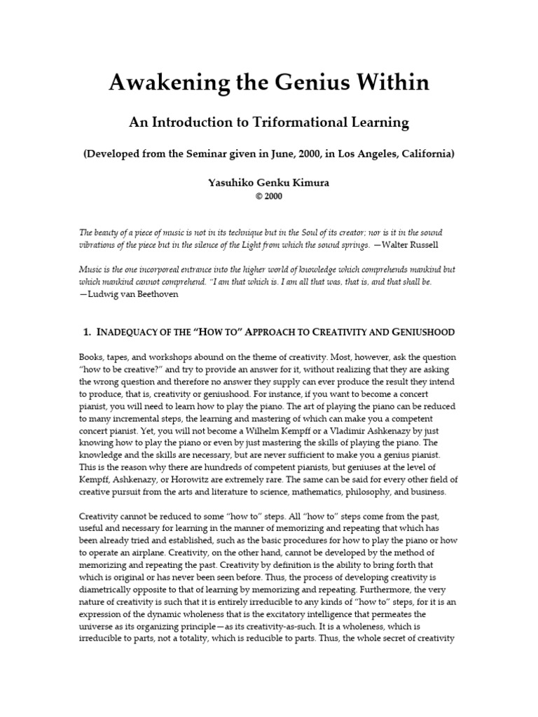 Awakening-the-Genius-Within | PDF | Thought | Metaphysics