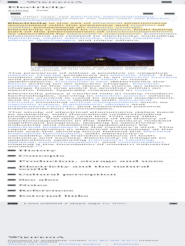 Electricity - Wikipedia | PDF