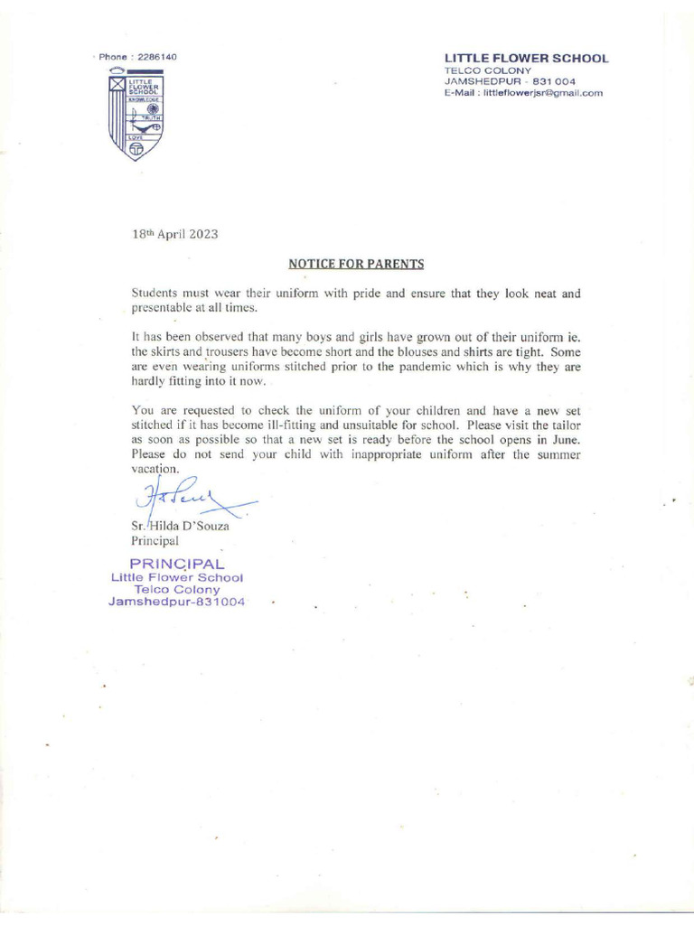 Notice To Parents | PDF