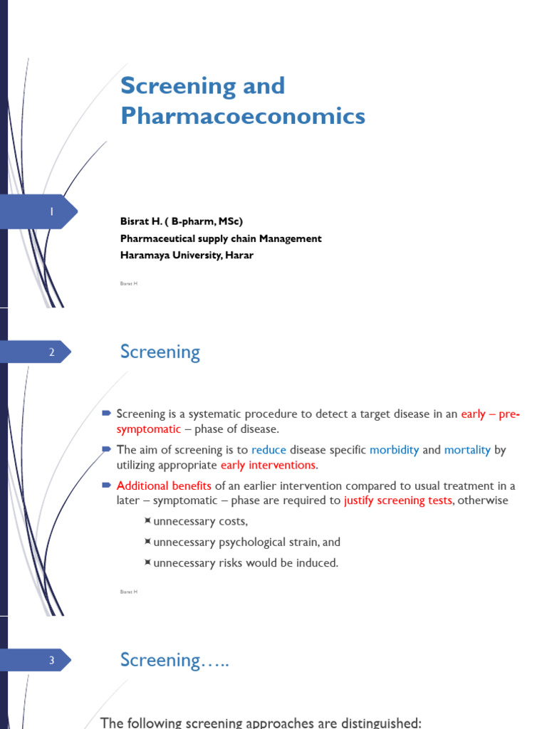 Screening Effectiveness and Economics | PDF | Sensitivity And ...