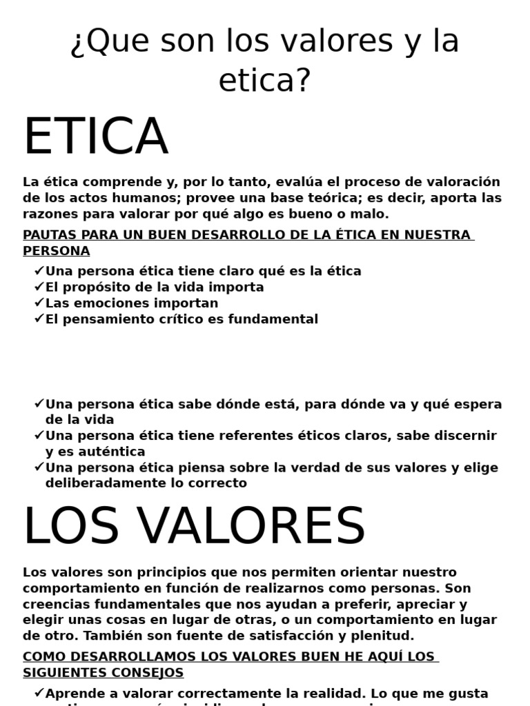 Que son los valores y la etica | PDF