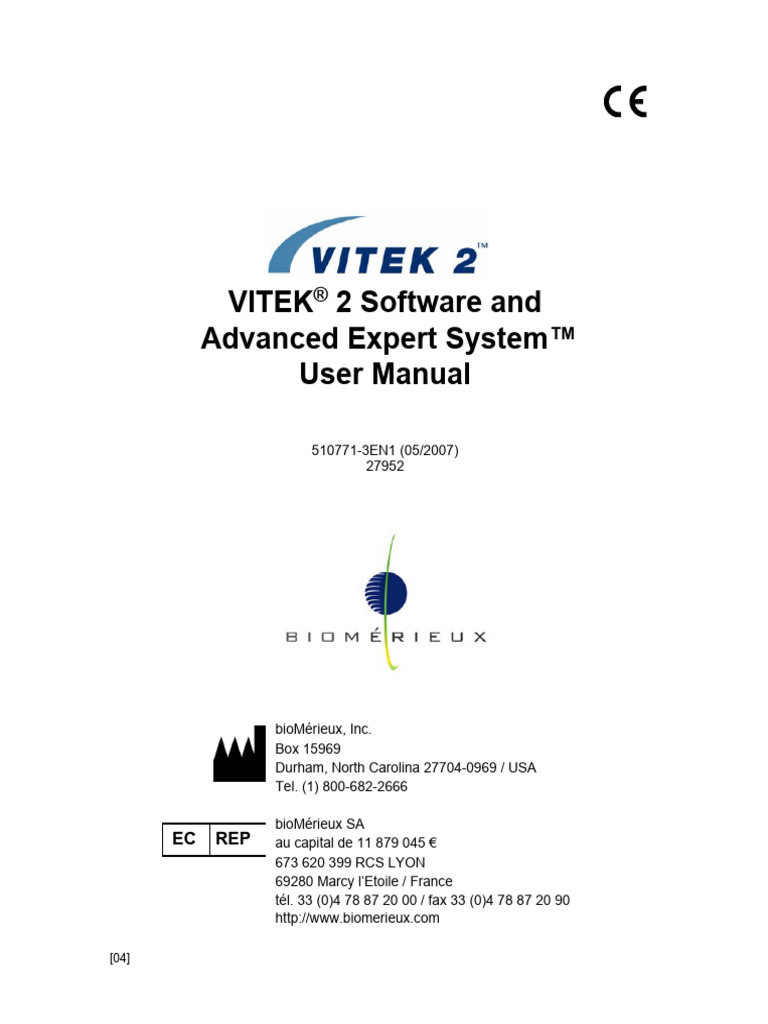User Manual - 510771-3EN1 - VITEK 2 Software and AES ENGLISH - 27952 | PDF