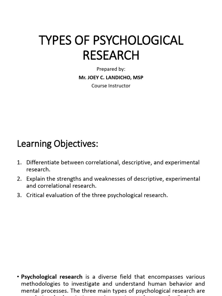 FMIP4 Types of Psychological Research | PDF | Psychology | Statistics