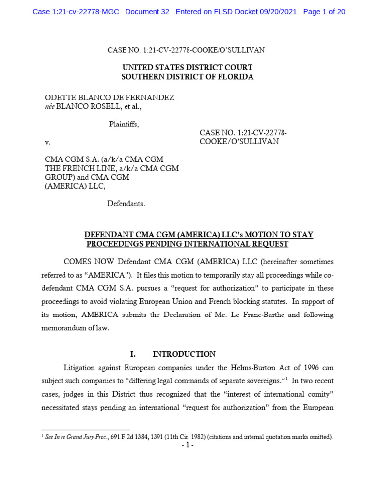 Motion To Stay | PDF | Lawsuit | Complaint