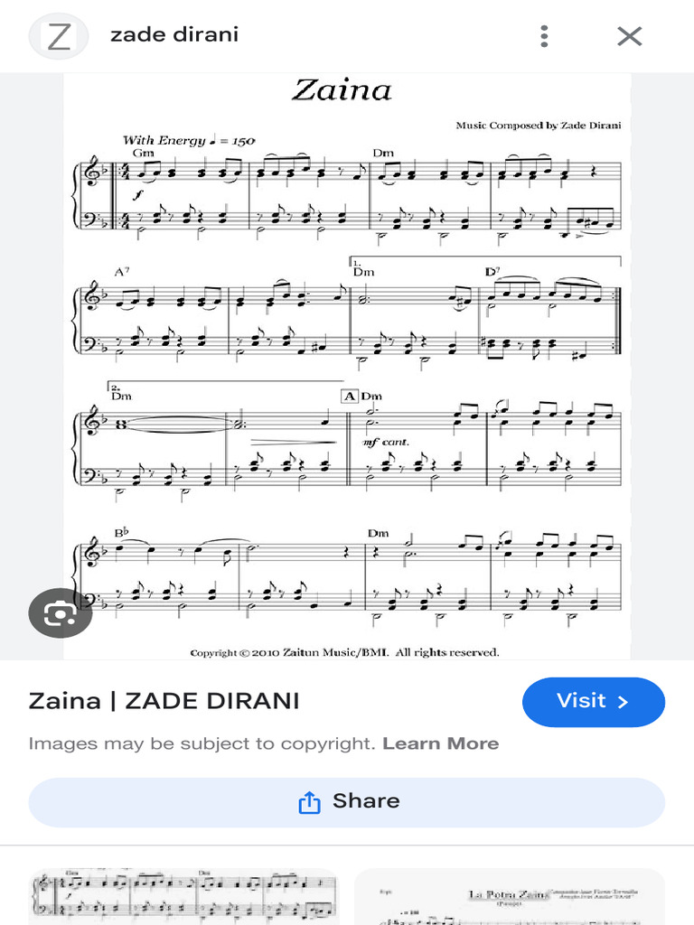 zaina zade dirani musescore - Google Search | PDF