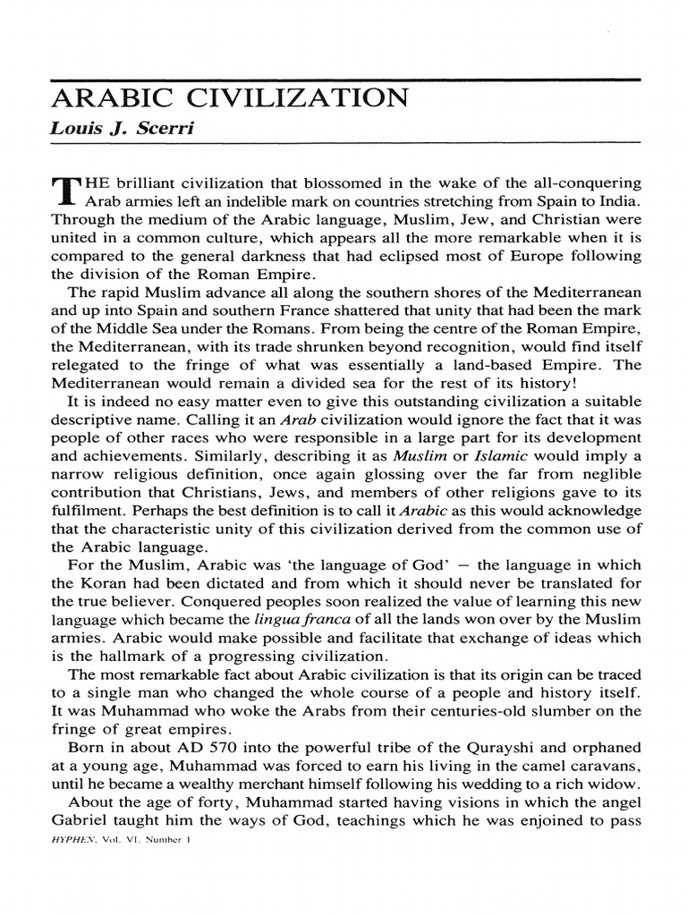 Arabic Civilization | PDF | Muhammad | Arabs