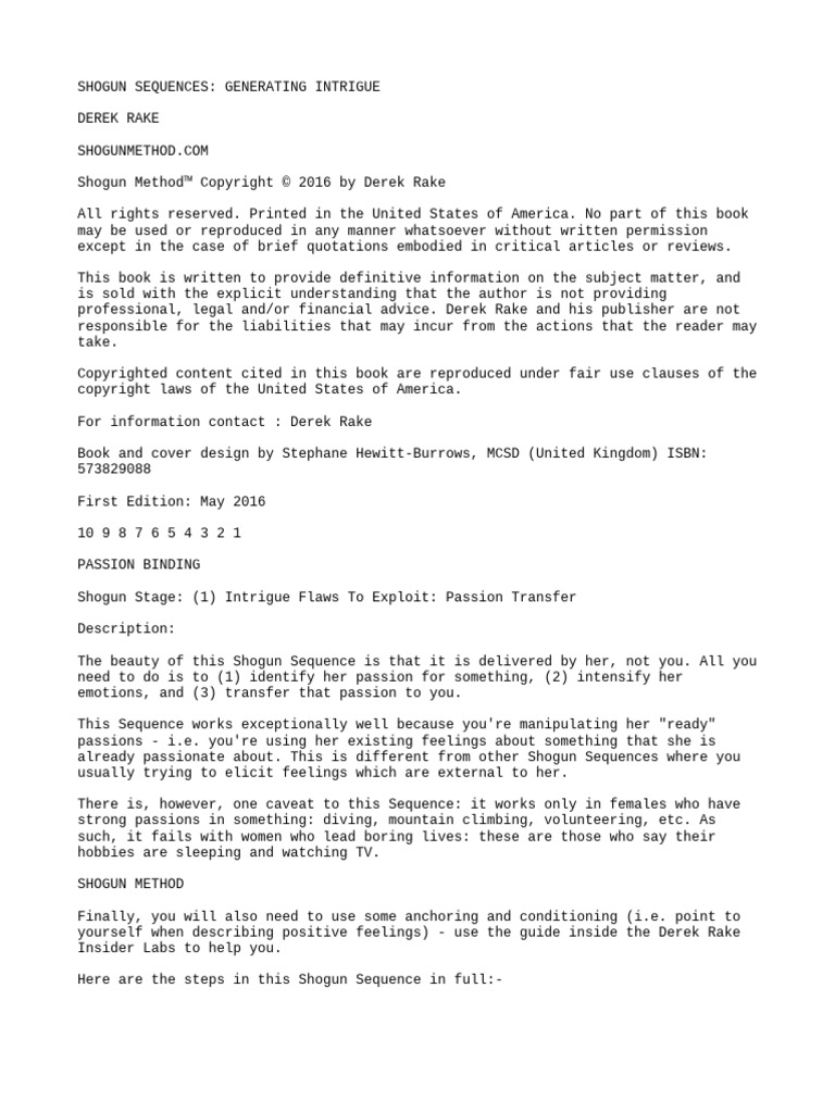 Derek-Rake-Shogun Method-Etapa-1-Intriga | PDF | Books